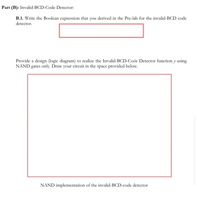 Solved Part (B): Invalid-BCD-Code Detector: B.1. Write the | Chegg.com