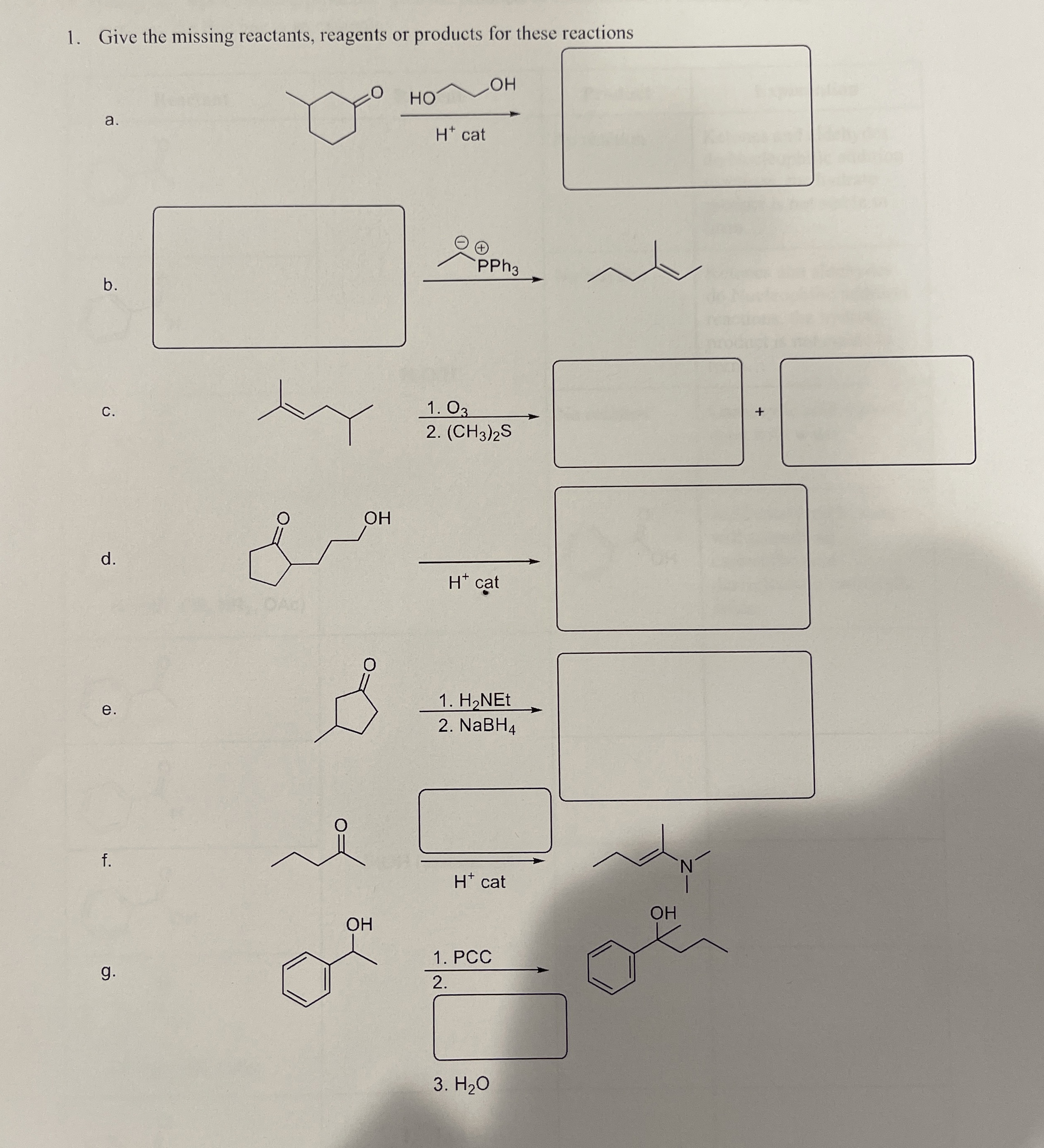 Solved Give the missing reactants, reagents or products for | Chegg.com