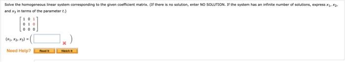 Solved Solve the homogeneous linear system corresponding to | Chegg.com
