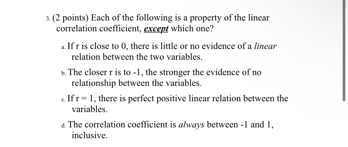 Solved (2 ﻿points) ﻿Each of the following is a property of | Chegg.com