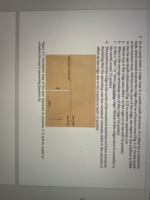 Solved 3. In an ocean basin a ridge runs in a north-south | Chegg.com