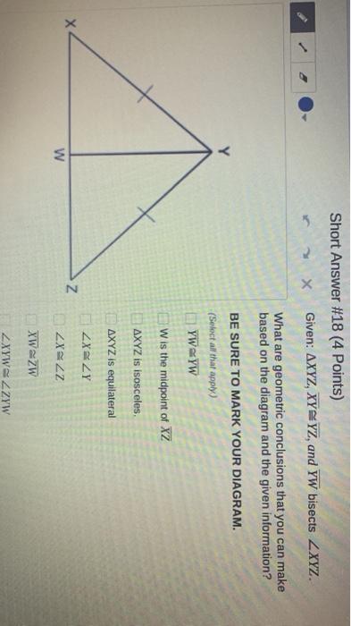 Solved Short Answer #18 (4 Points) X Given: AXYZ, XYXYZ, and | Chegg.com
