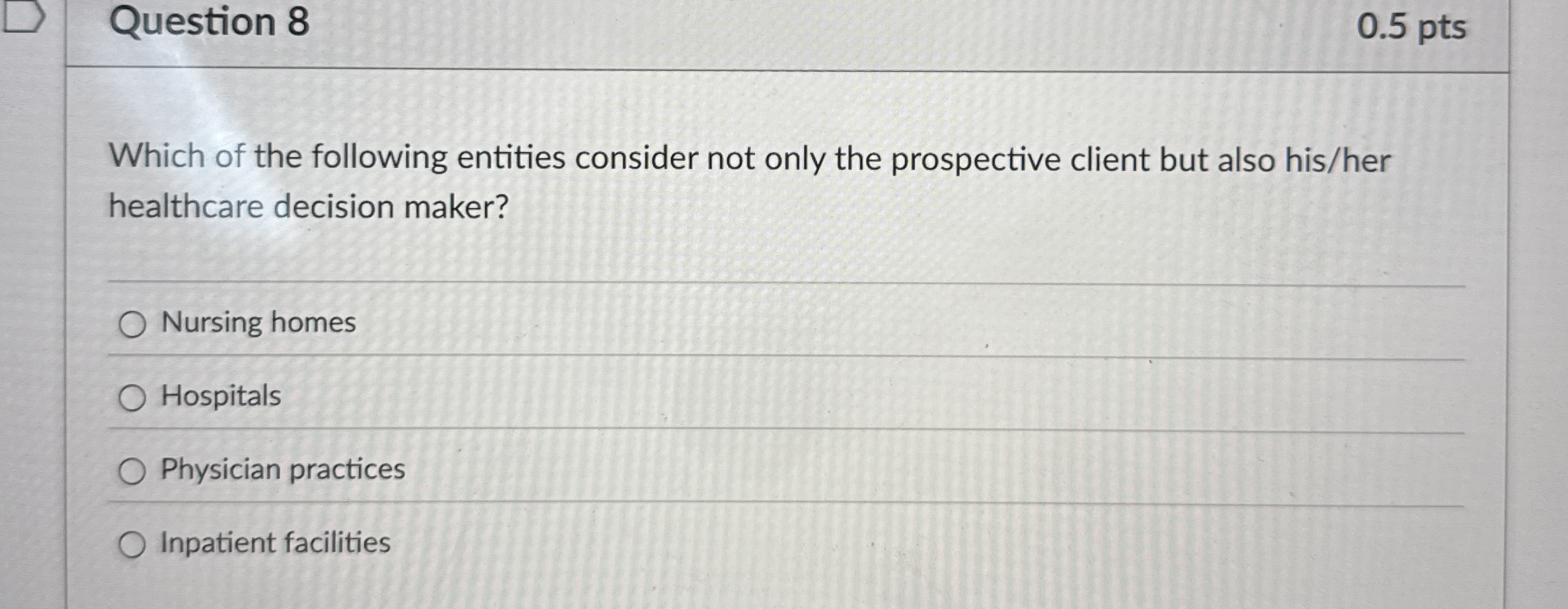 Solved Question 8Which of the following entities consider | Chegg.com