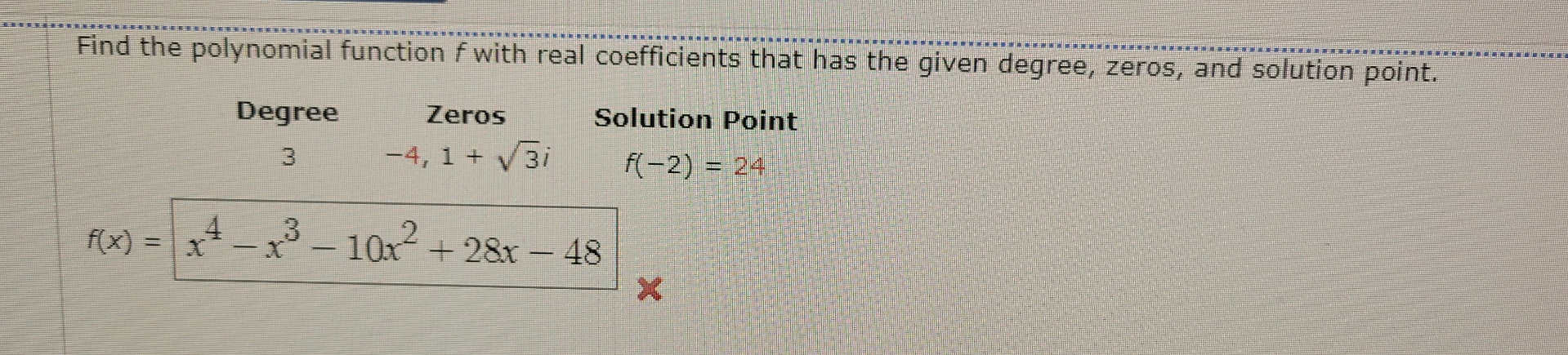 Solved Find The Polynomial Function F with Real