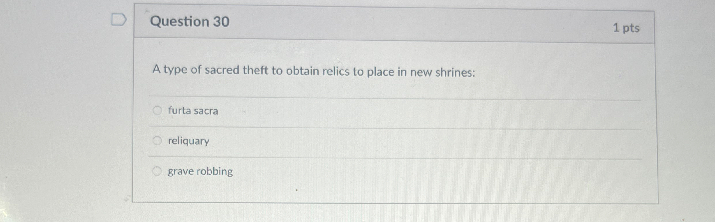 Solved Question 301 ﻿ptsA type of sacred theft to obtain | Chegg.com