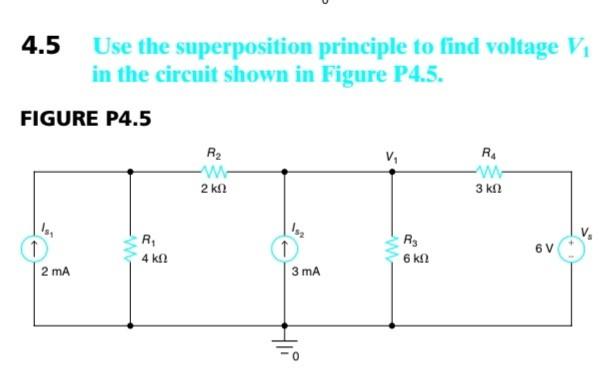 Solved 4.1 Use the superposition principle to find voltage | Chegg.com