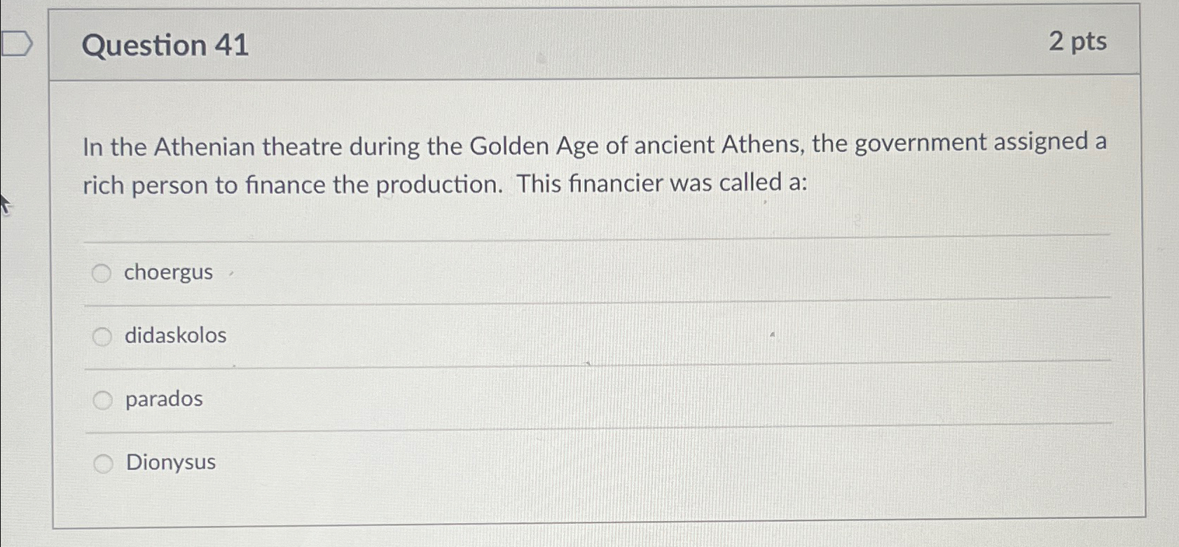 Solved Question 412 ﻿ptsIn the Athenian theatre during the | Chegg.com