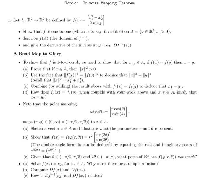 Solved Topic Inverse Mapping Theorem 1 Let F R2 Rºbe