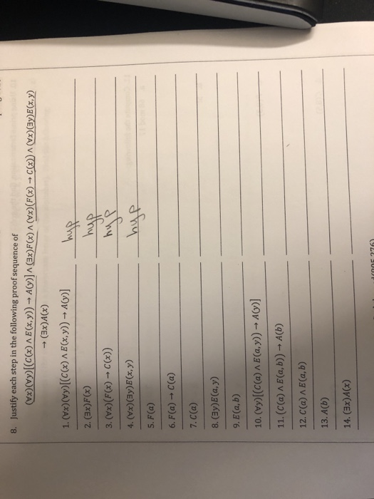 Solved 8. Justify each step in the following proof sequence | Chegg.com