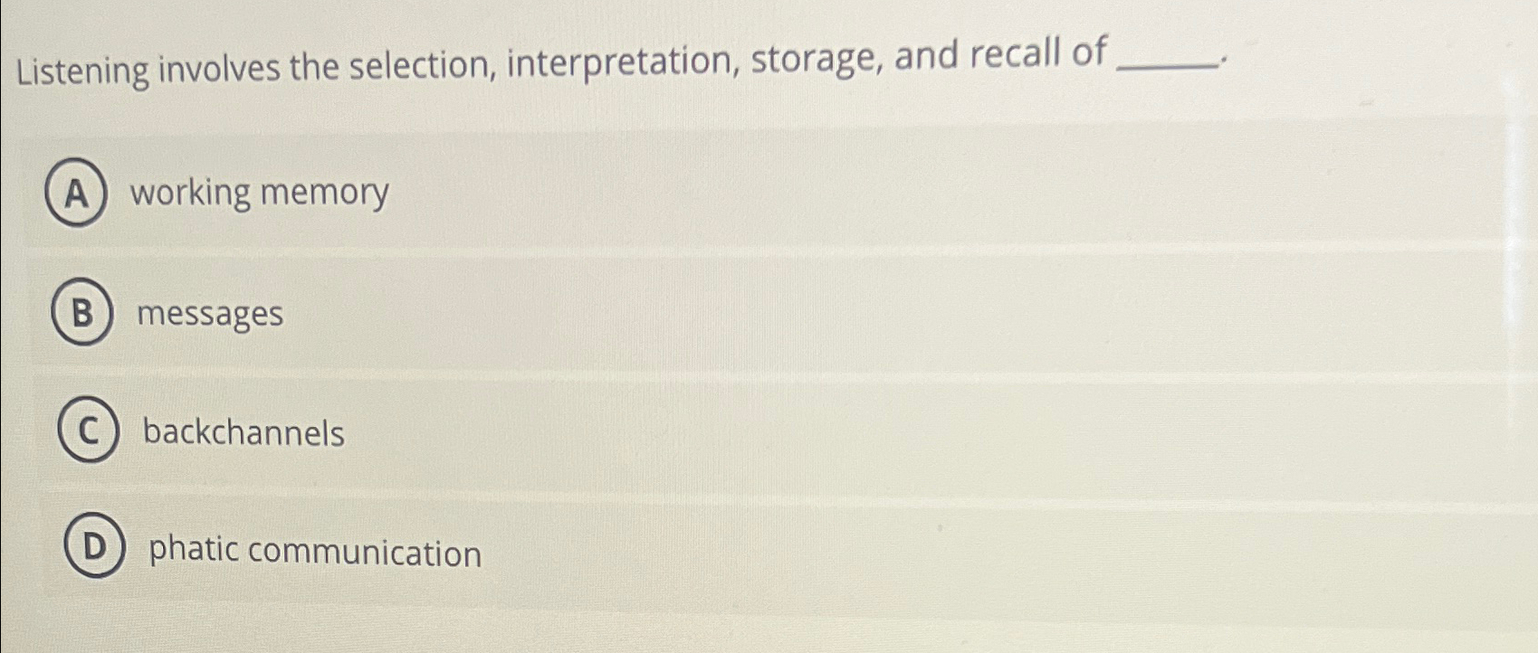 Solved Listening involves the selection, interpretation, | Chegg.com