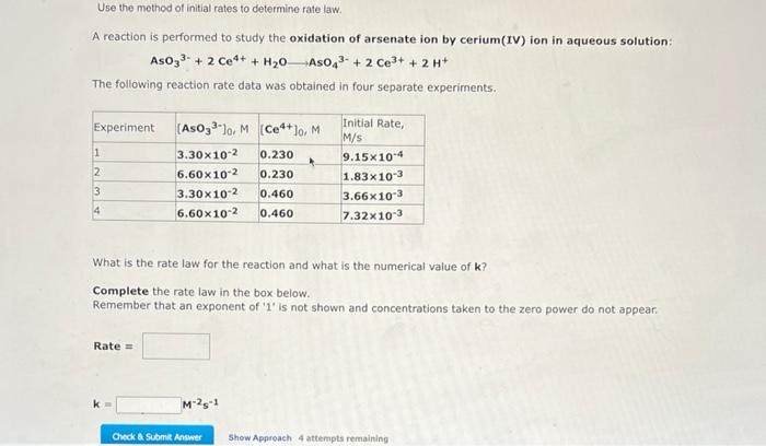 Solved Use The Method Of Initial Rates To Determine Rate