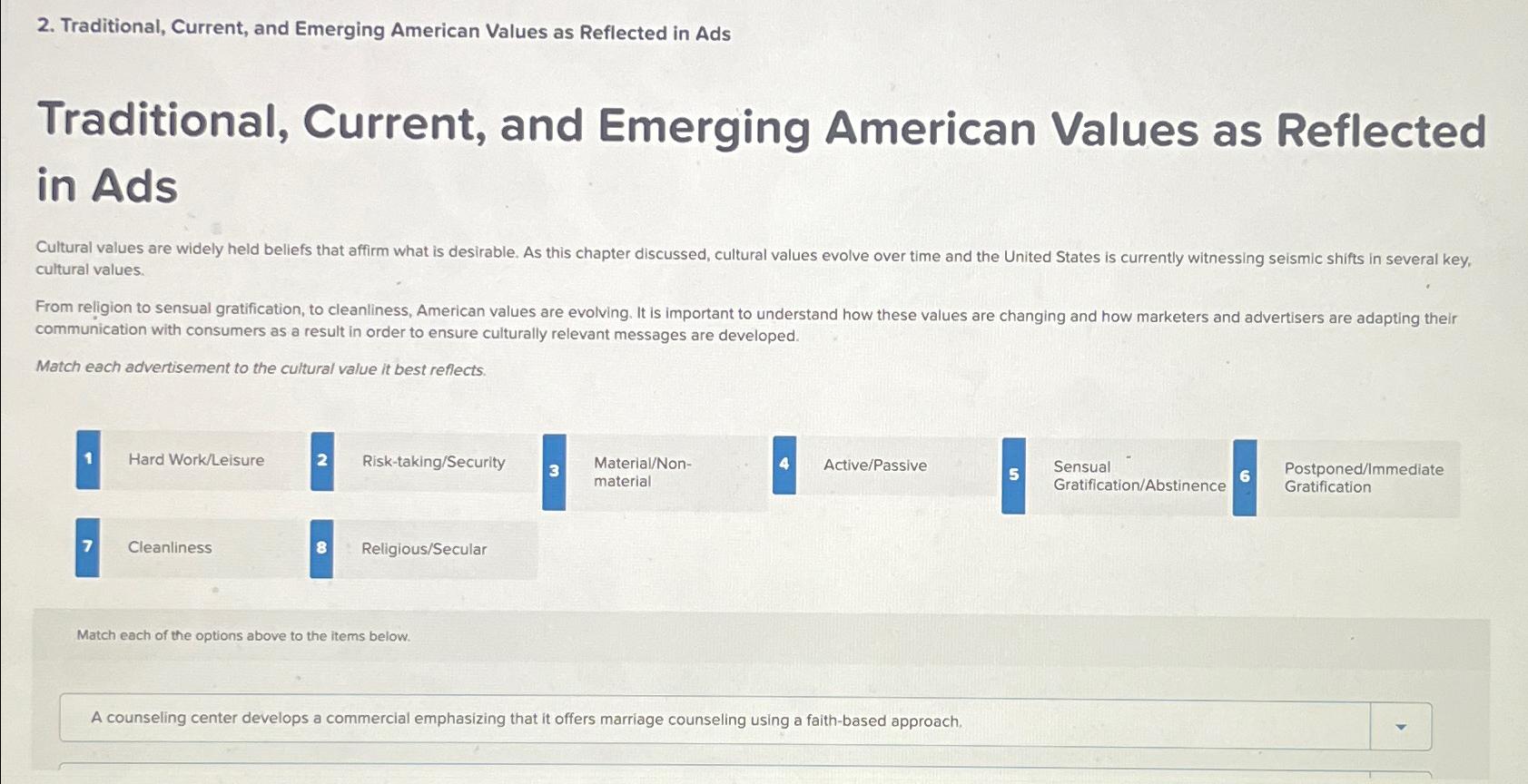 Traditional, Current, and Emerging American Values as | Chegg.com