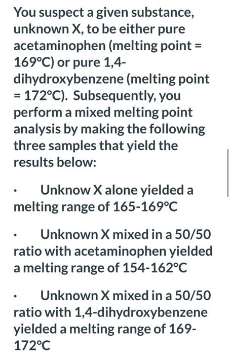 Solved You suspect a given substance, unknown X, to be | Chegg.com