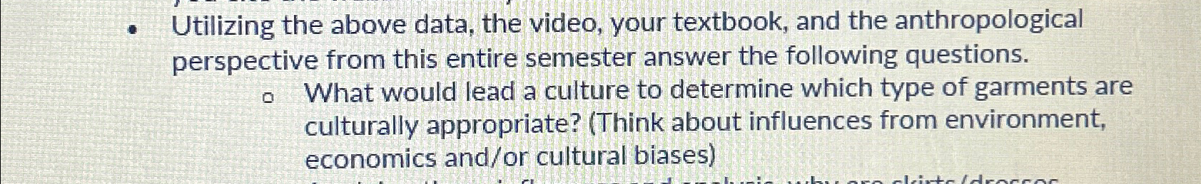 Solved Utilizing the above data, the video, your textbook, | Chegg.com