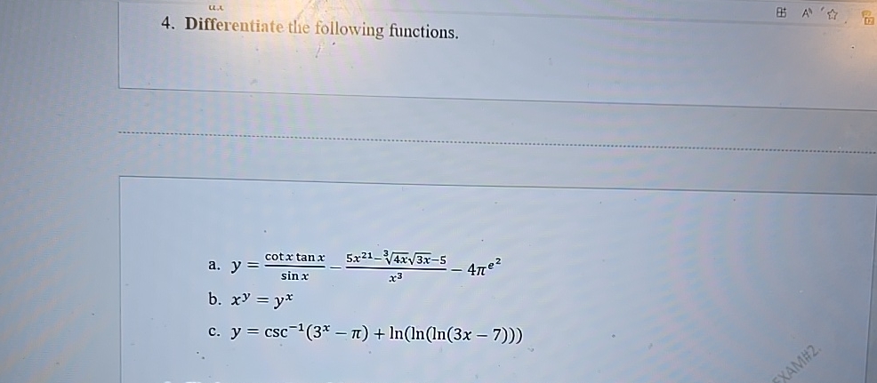 Solved Differentiate the following | Chegg.com