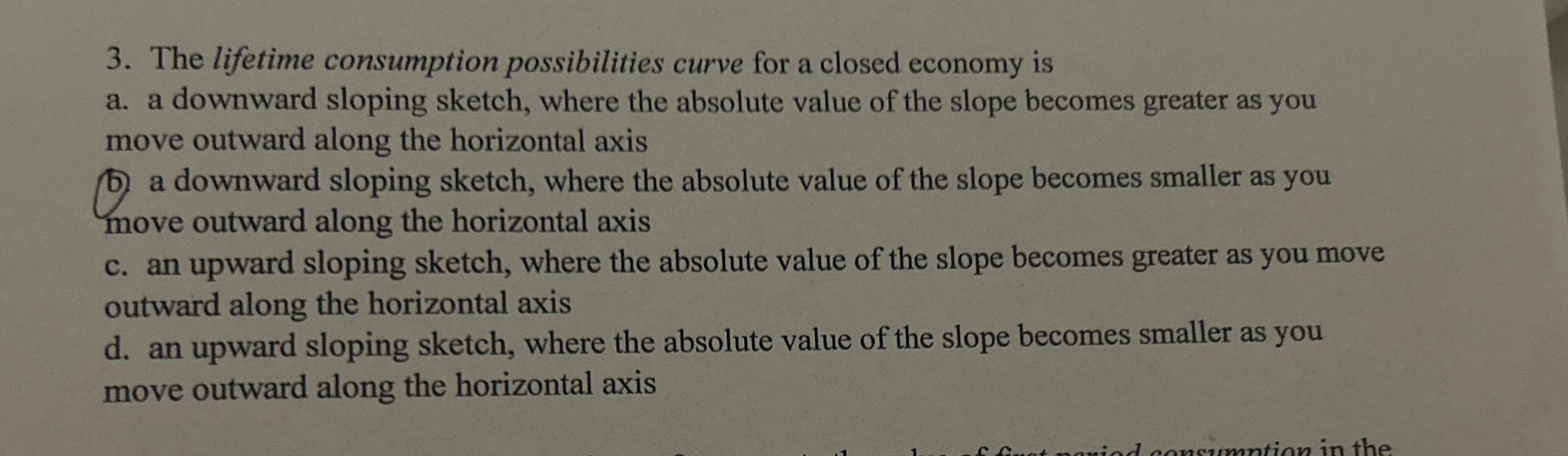 Solved The lifetime consumption possibilities curve for a | Chegg.com