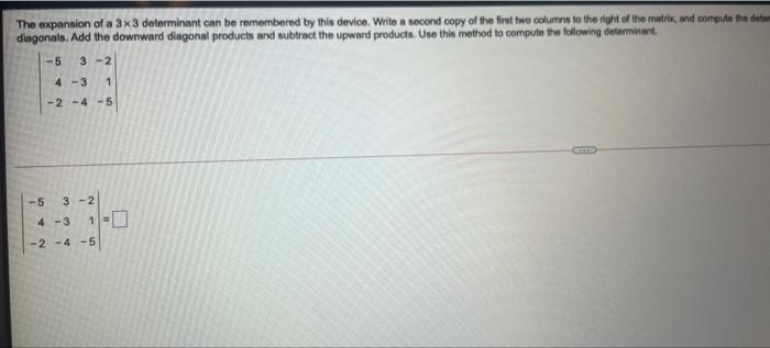 Solved The expansion of 3x3 determinberumbered by the end | Chegg.com