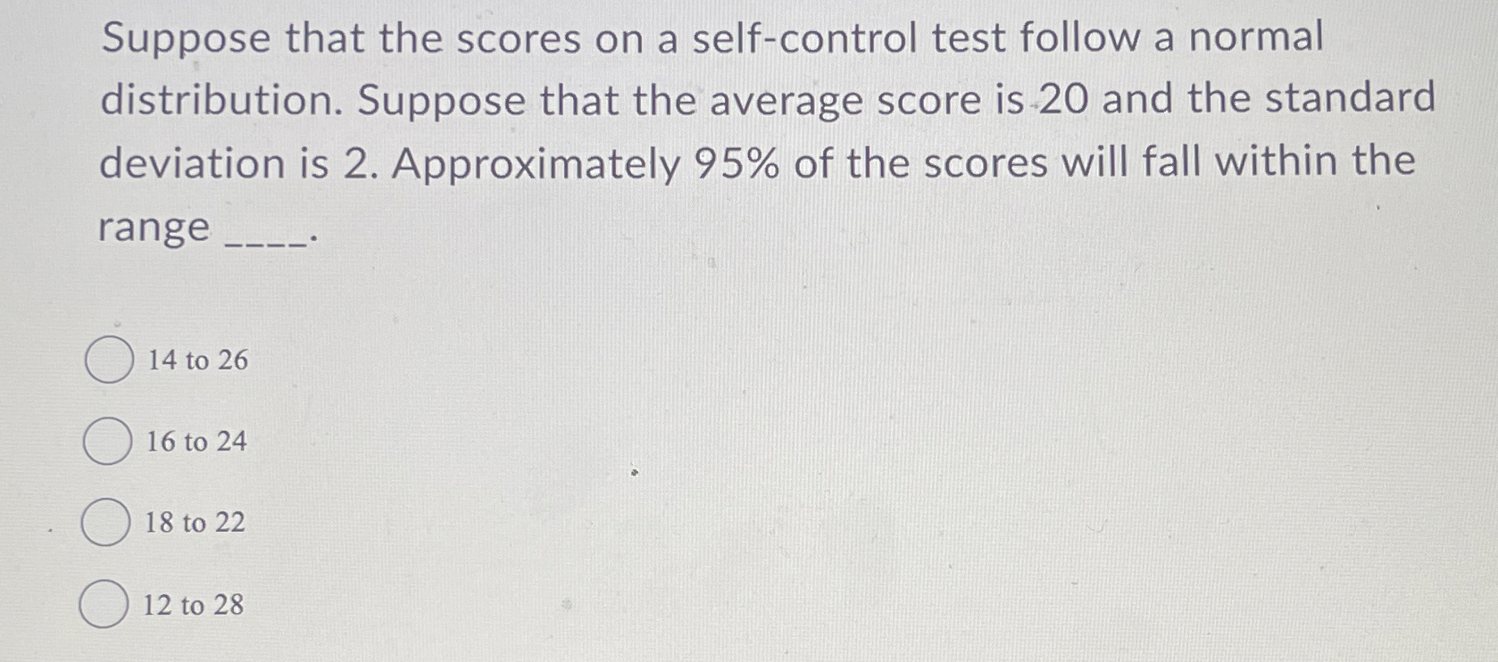 Solved Suppose that the scores on a self-control test follow | Chegg.com