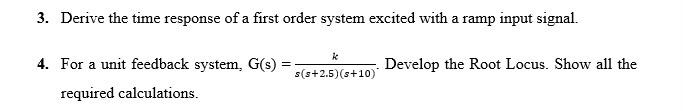 Solved 3. Derive the time response of a first order system | Chegg.com