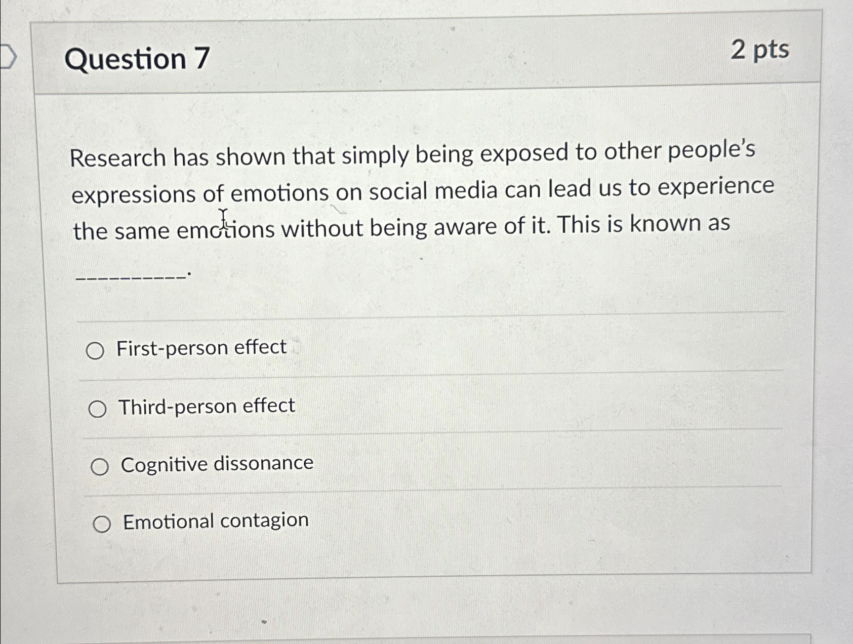 Solved Question 72 ﻿ptsResearch has shown that simply being | Chegg.com