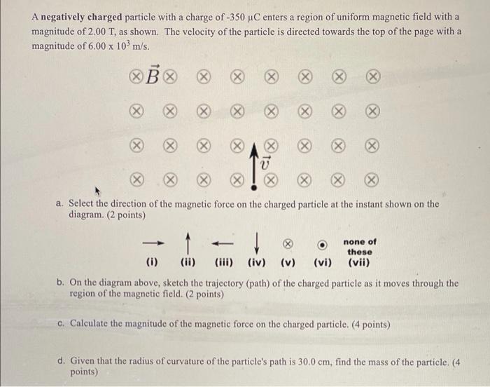 Solved A negatively charged particle with a charge of -350 | Chegg.com