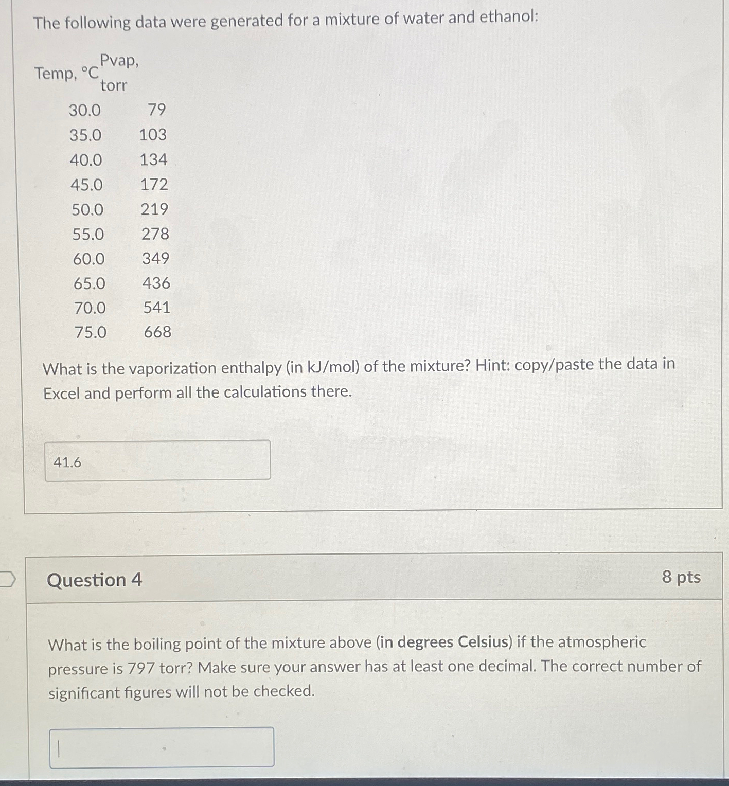 Solved The following data were generated for a mixture of | Chegg.com