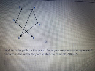 Solved Find an Euler path for the graph. Enter your response | Chegg.com