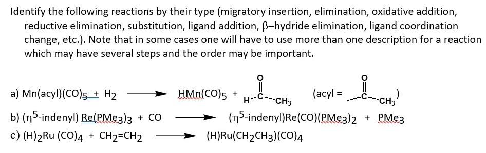 Solved Identify the following reactions by their type | Chegg.com