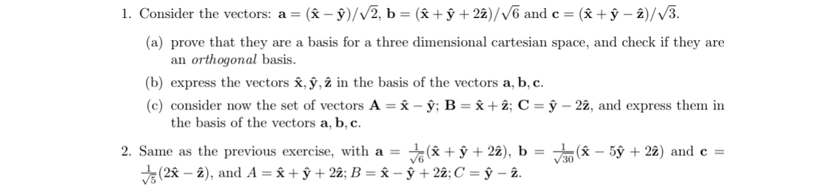 Solved Consider the vectors: | Chegg.com