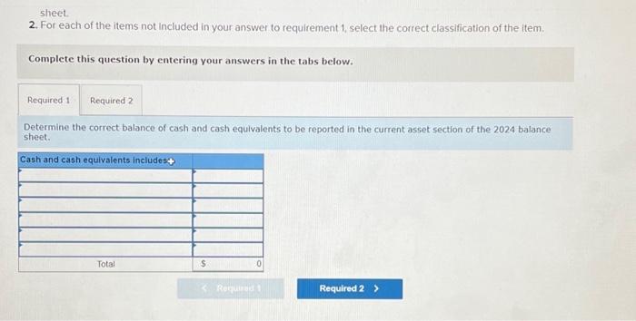Solved sheet. 2. For each of the items not included in your | Chegg.com