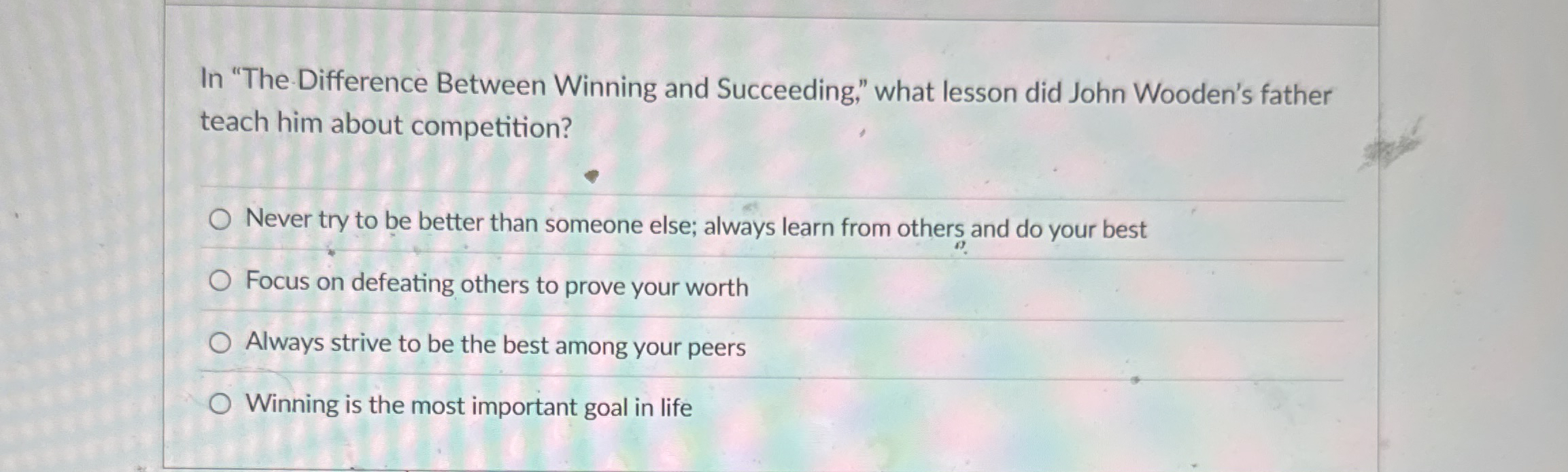 Solved In "The Difference Between Winning and Succeeding," | Chegg.com