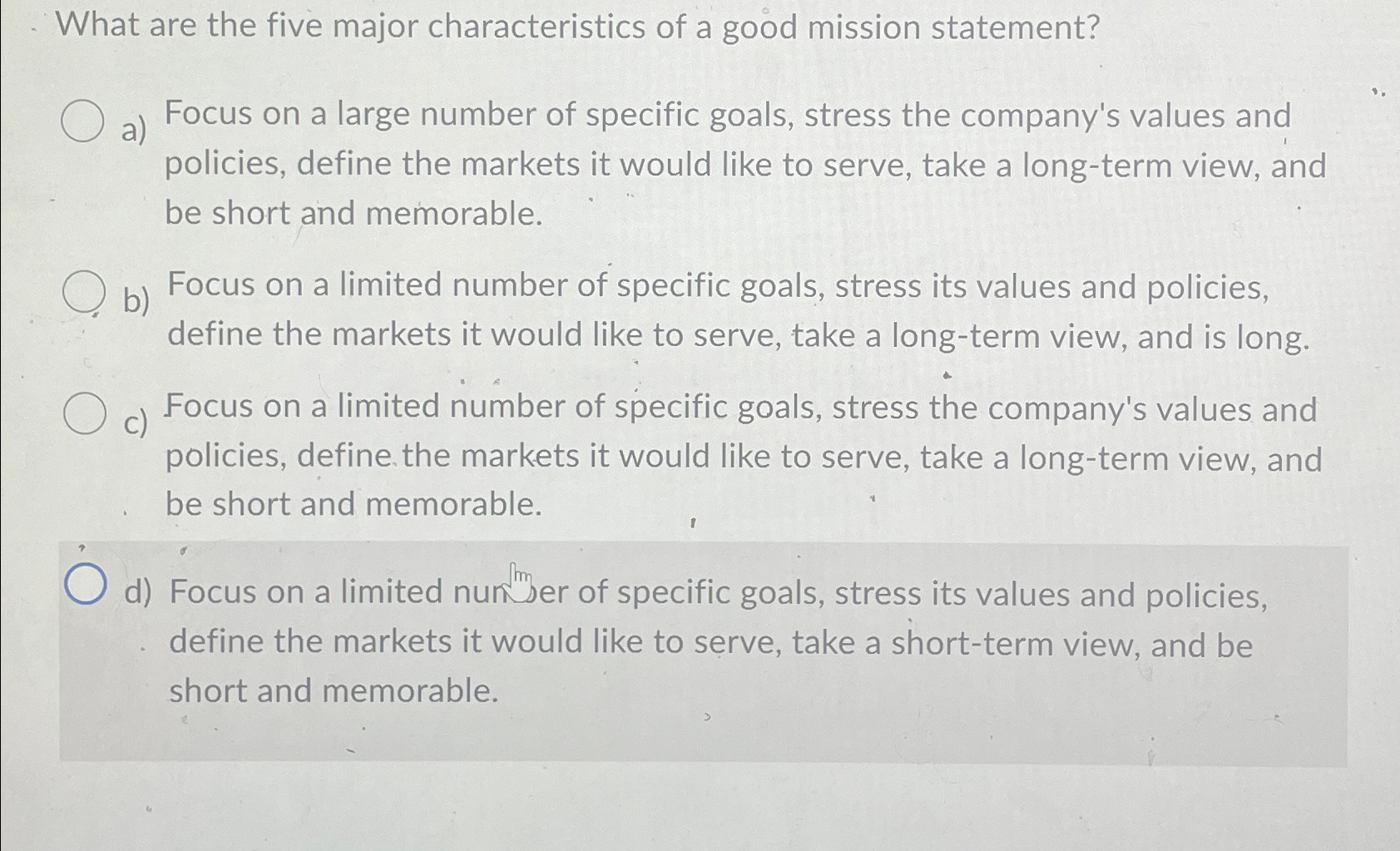 Solved What are the five major characteristics of a good | Chegg.com