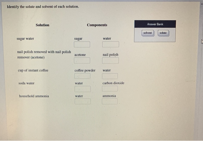 Solved Identify the solute and solvent of each solution. | Chegg.com