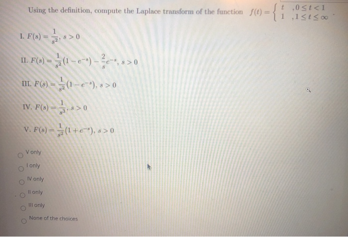 Solved Using the definition, compute the Laplace transform | Chegg.com