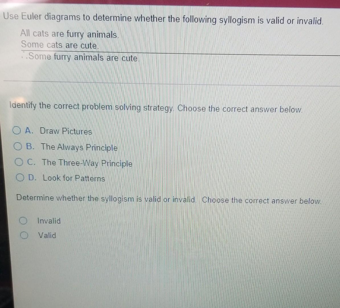 Solved Use Euler diagrams to determine whether the following | Chegg.com