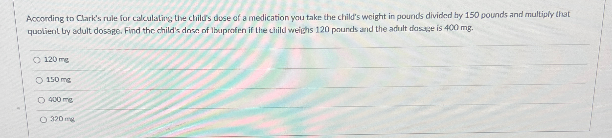 Solved According to Clark's rule for calculating the child's | Chegg.com