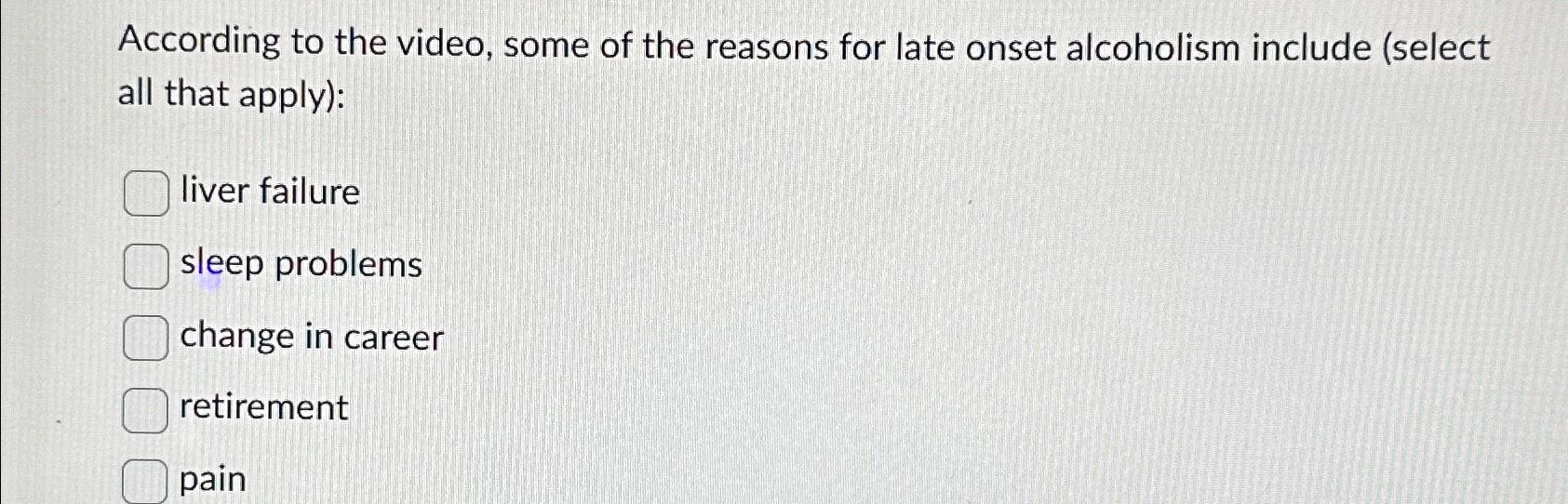Solved According to the video, some of the reasons for late | Chegg.com