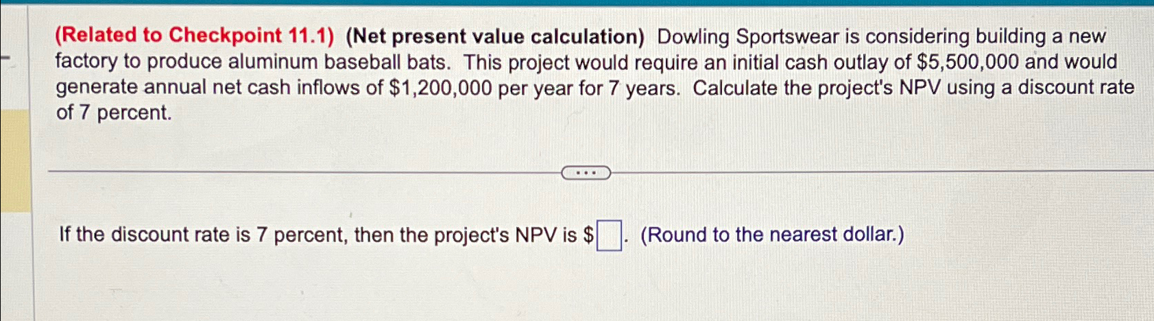 Solved (Related to Checkpoint 11.1) (Net present value | Chegg.com