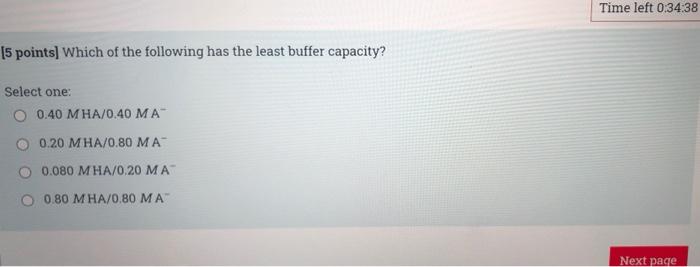 Solved [5 points] Which of the following concentrations of | Chegg.com