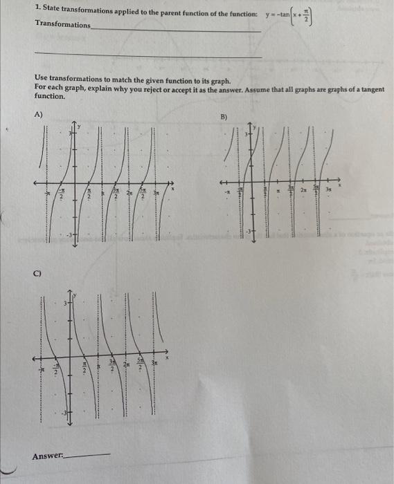 Solved State transformations applied to the parent function. | Chegg.com