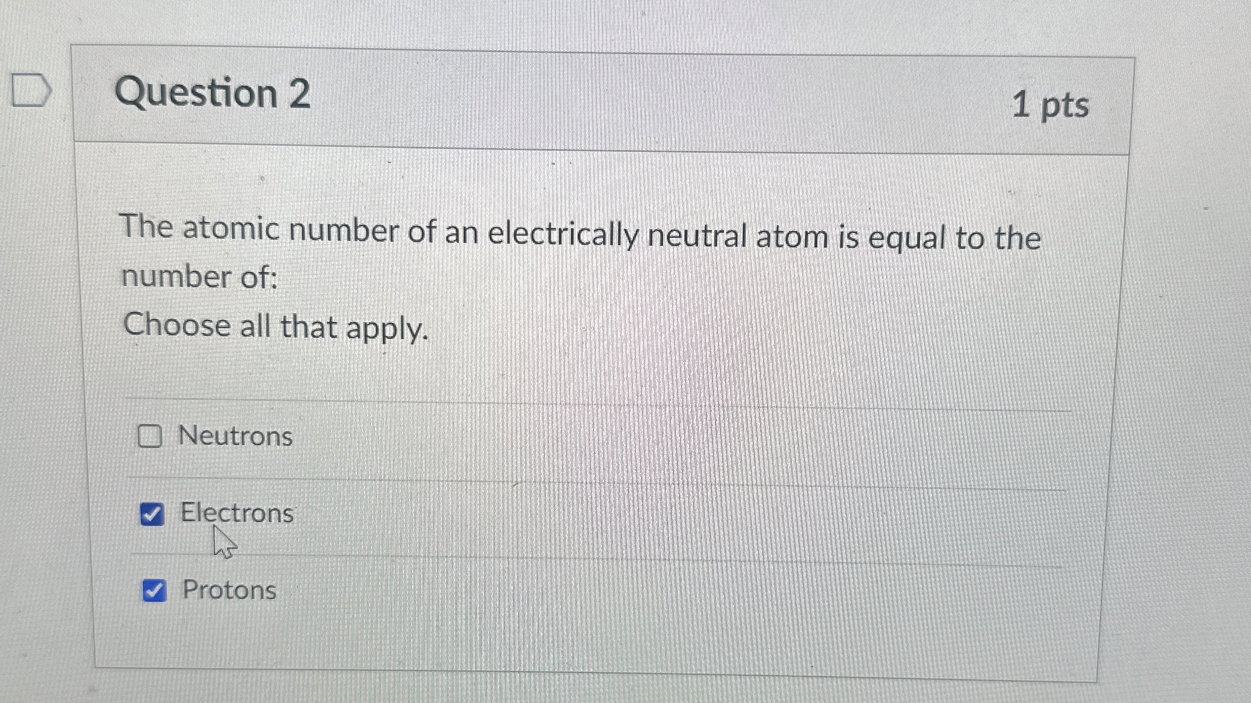 Solved Question 21 ﻿ptsThe atomic number of an electrically | Chegg.com