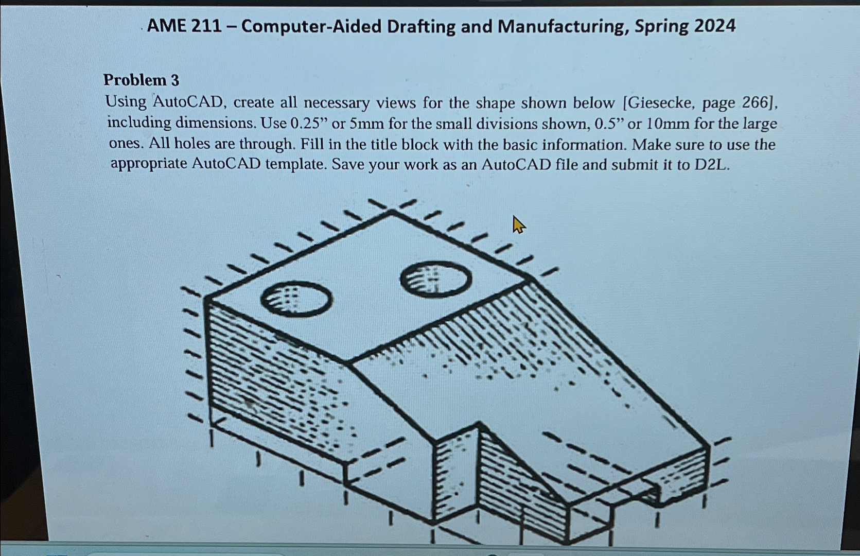 Solved AME 211 - ﻿Computer-Aided Drafting and Manufacturing, | Chegg.com