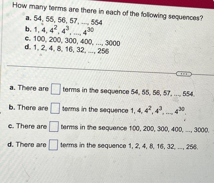 Solved How many terms are there in each of the following | Chegg.com