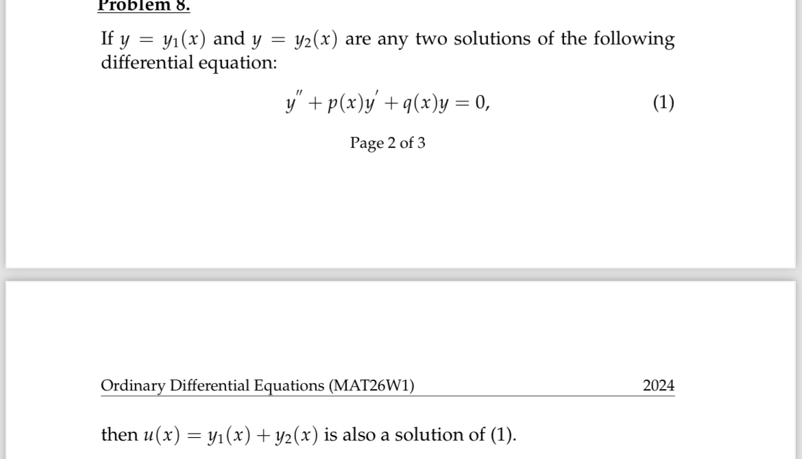 Solved If y=y1(x) ﻿and y=y2(x) ﻿are any two solutions of the | Chegg.com