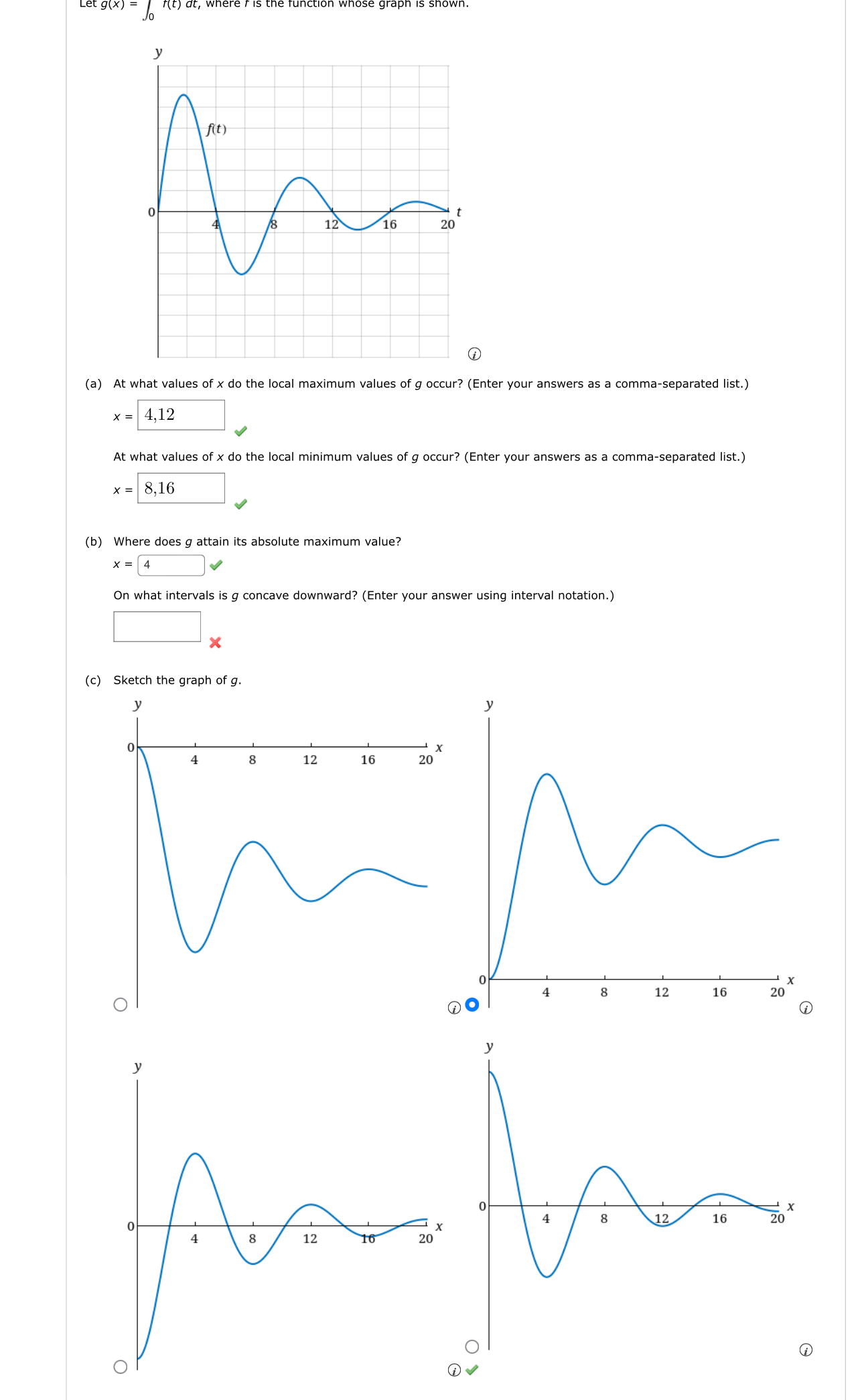 Solved (a) ﻿At what values of x ﻿do the local maximum values | Chegg.com