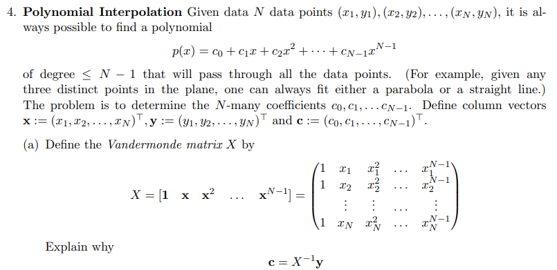 Solved Please DO Question 4 (a)Polynomial Interpolation | Chegg.com