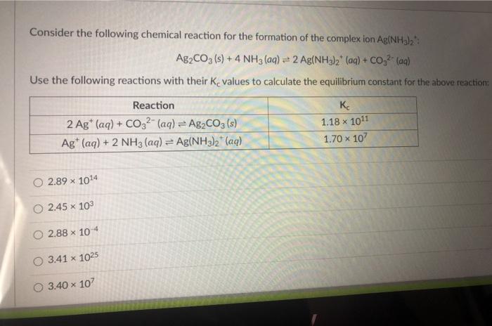 Solved Consider the following chemical reaction for the | Chegg.com