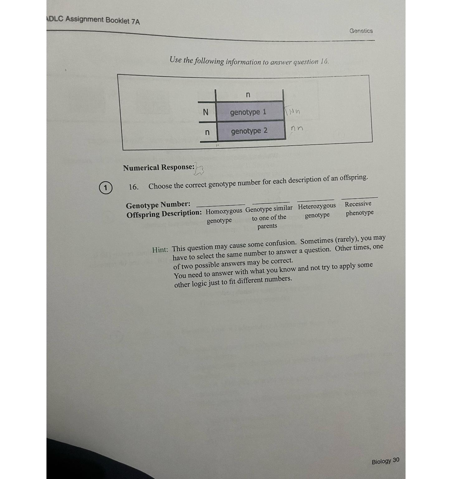 Solved IDLC Assignment Booklet 7 ﻿AGeneticsUse the following | Chegg.com
