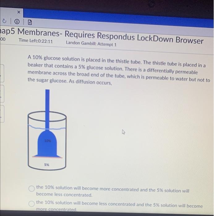 Solved A 10% glucose solution is placed in the thistle tube. | Chegg.com