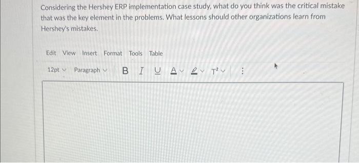 Solved Considering the Hershey ERP implementation case | Chegg.com